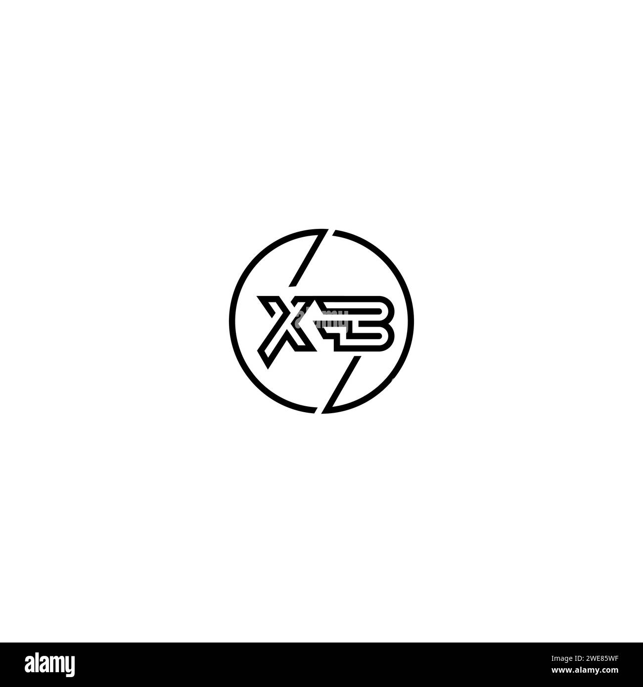 XB simple outline concept logo and circle of initial design black and ...