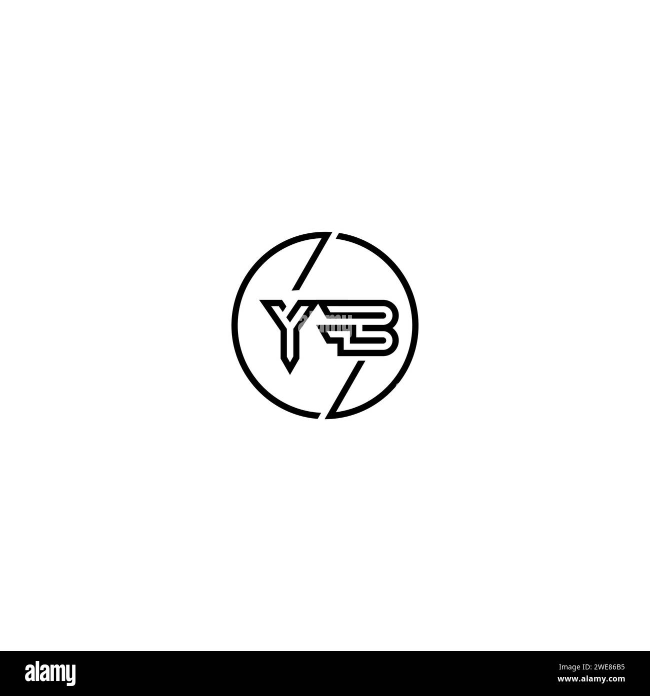 YB simple outline concept logo and circle of initial design black and ...