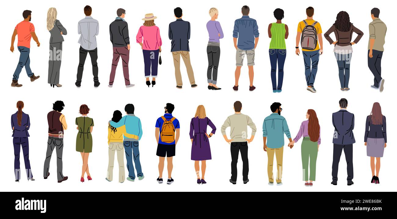 Bundle of diverse People Standing Rear View Stock Vector Image & Art - Alamy