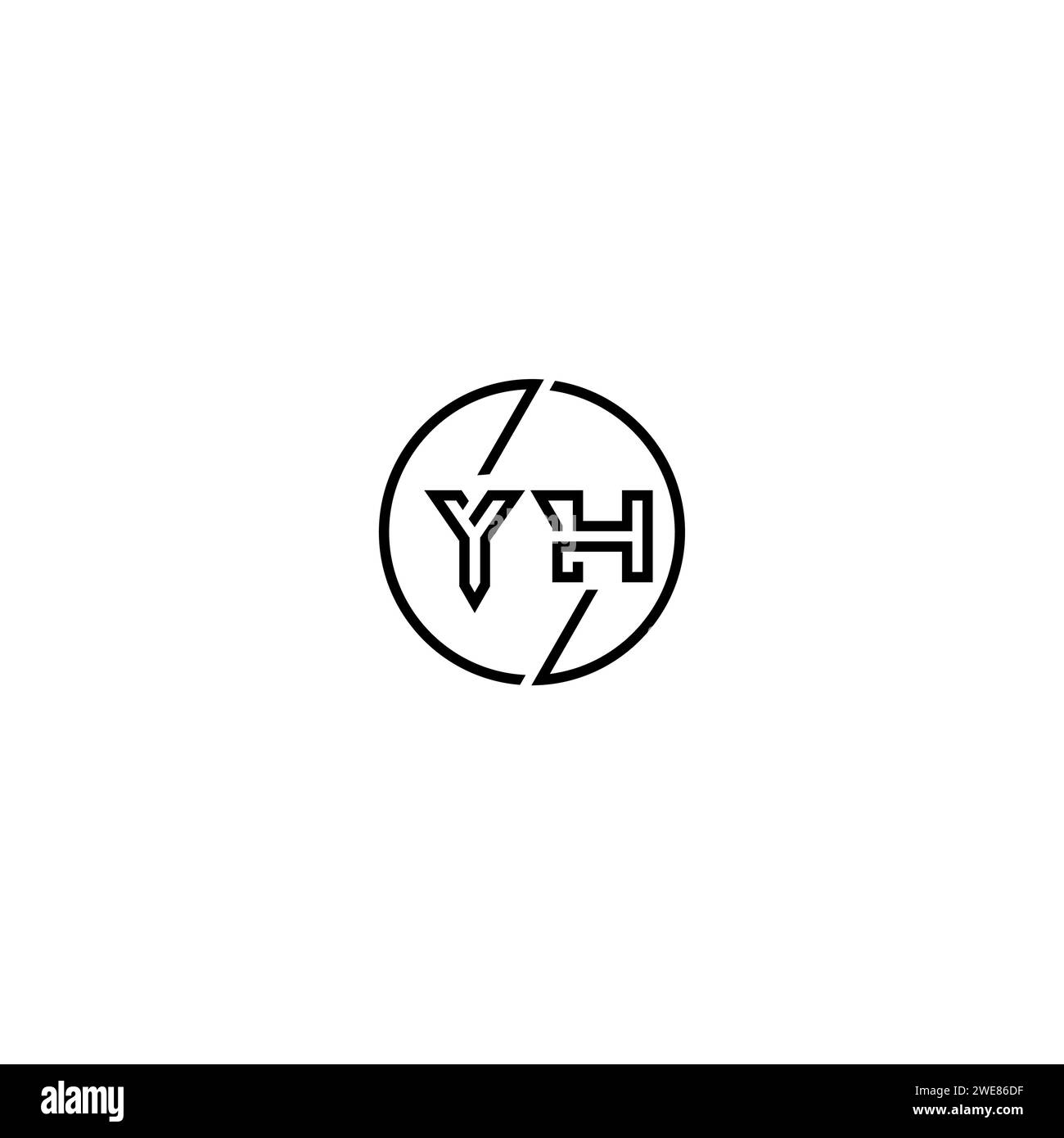 YH simple outline concept logo and circle of initial design black and ...