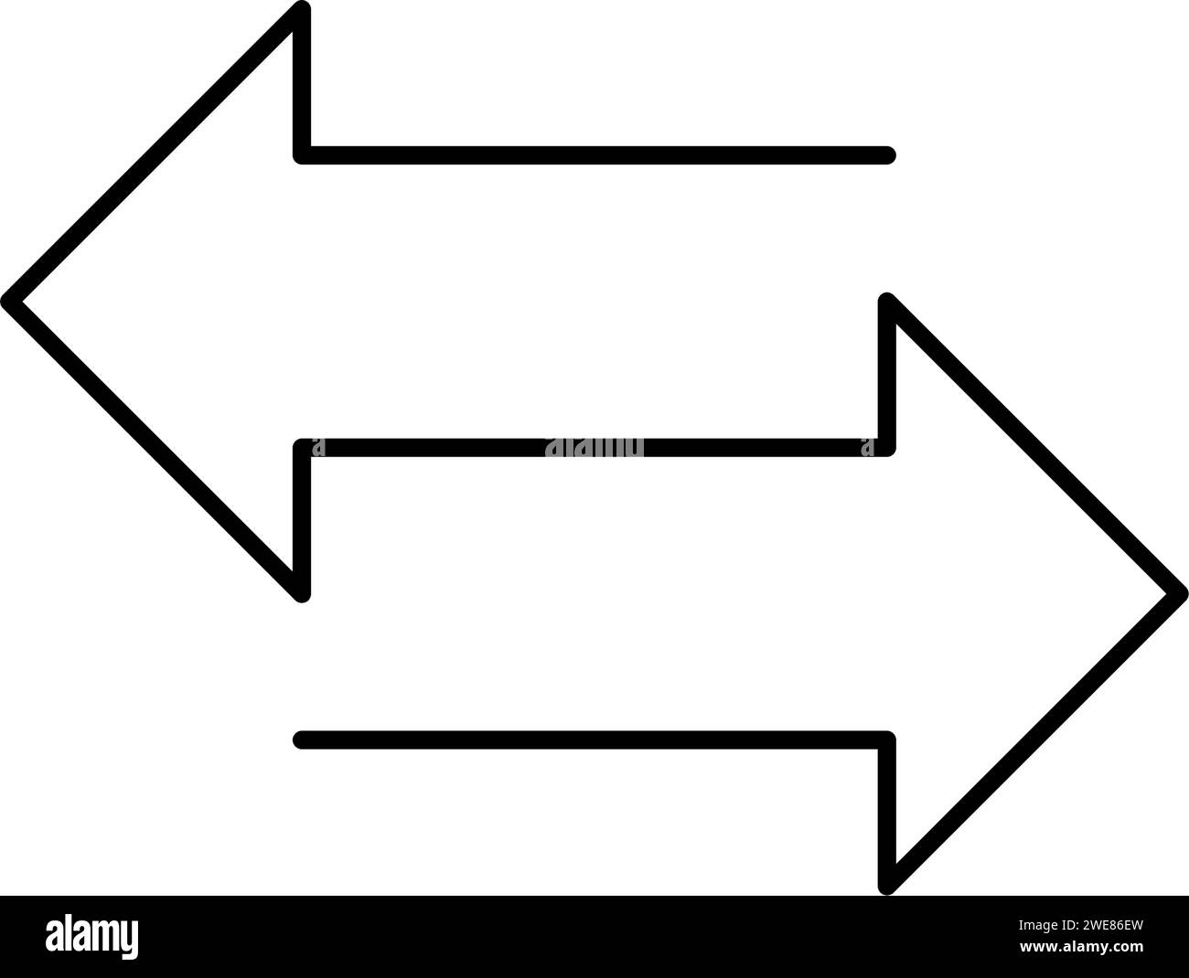 Transfer arrow icon. Double reverse symbol. Data transfer linear icon. Recycling sign. Arrow to ...