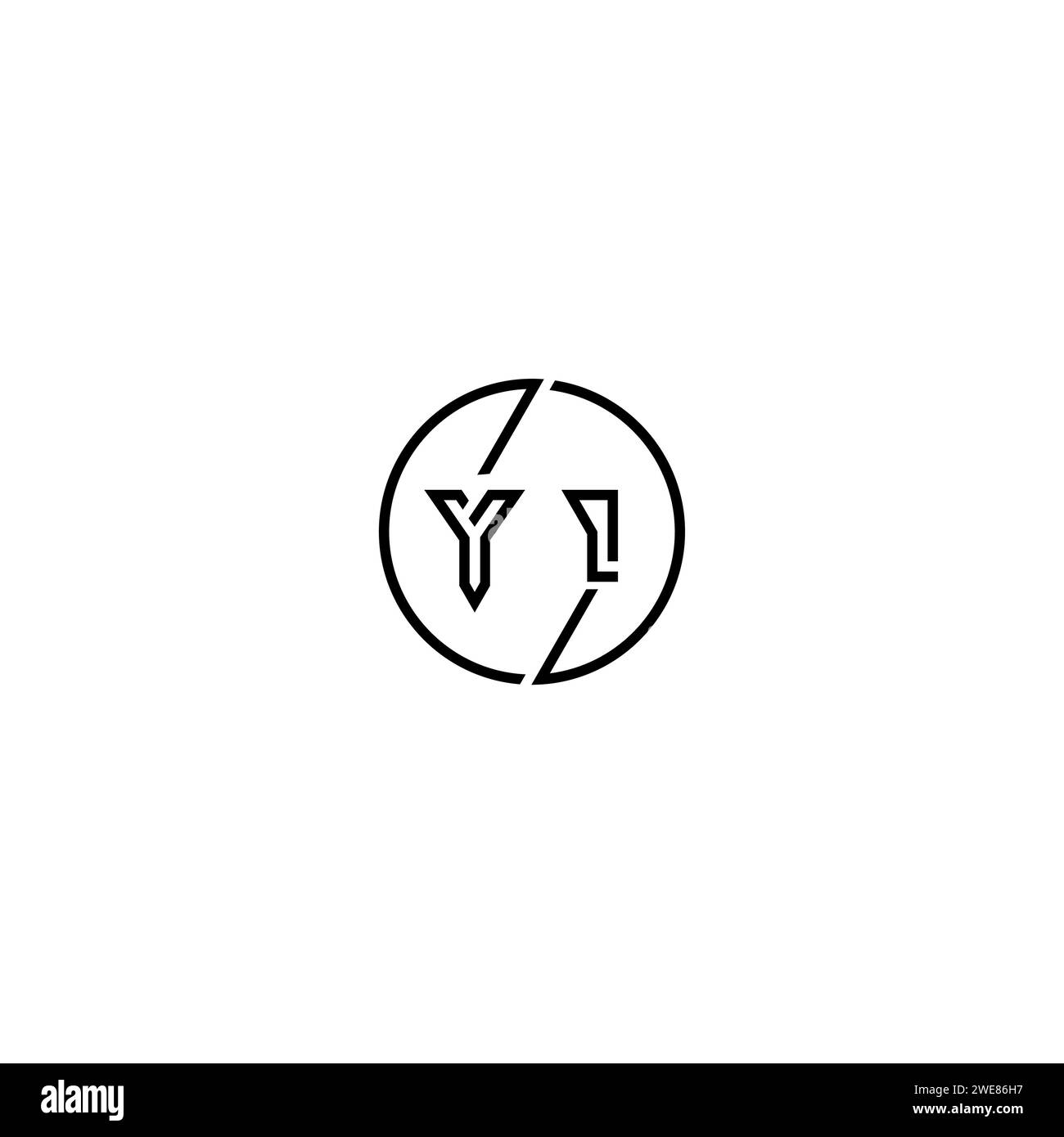 YI simple outline concept logo and circle of initial design black and ...