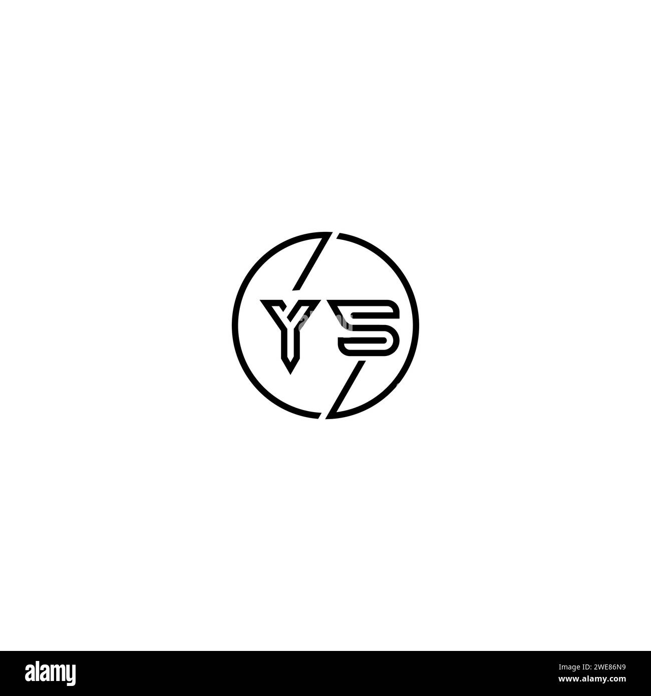 YS simple outline concept logo and circle of initial design black and ...