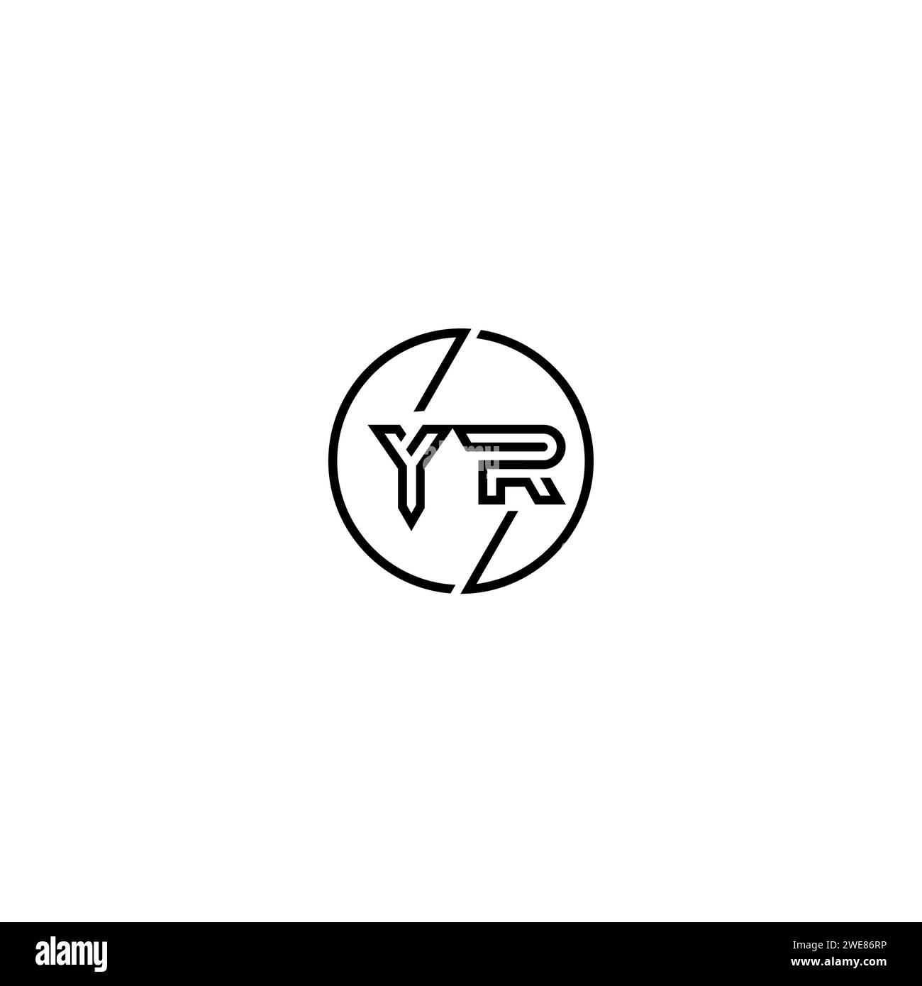 YR simple outline concept logo and circle of initial design black and ...