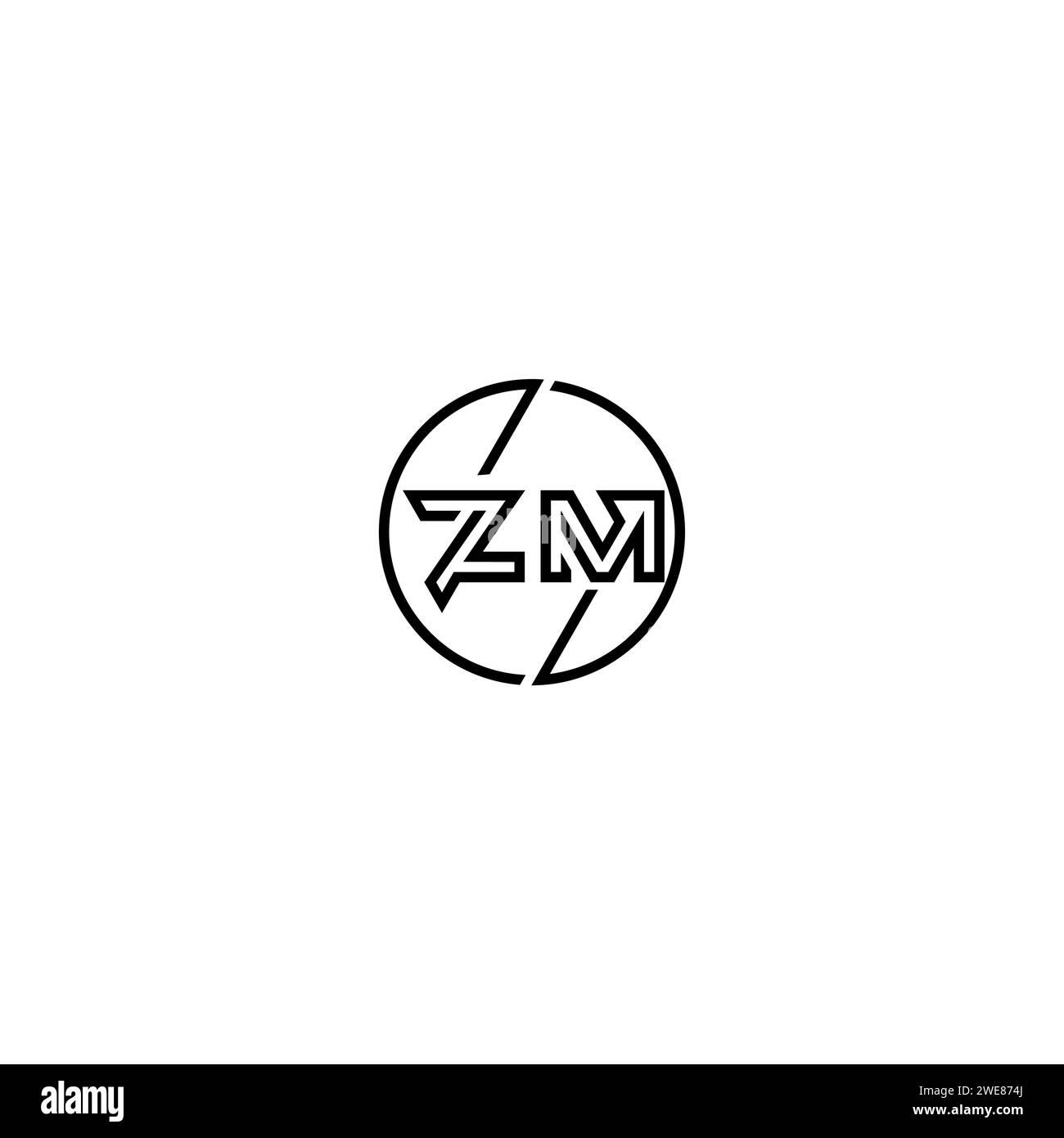 ZM simple outline concept logo and circle of initial design black and ...