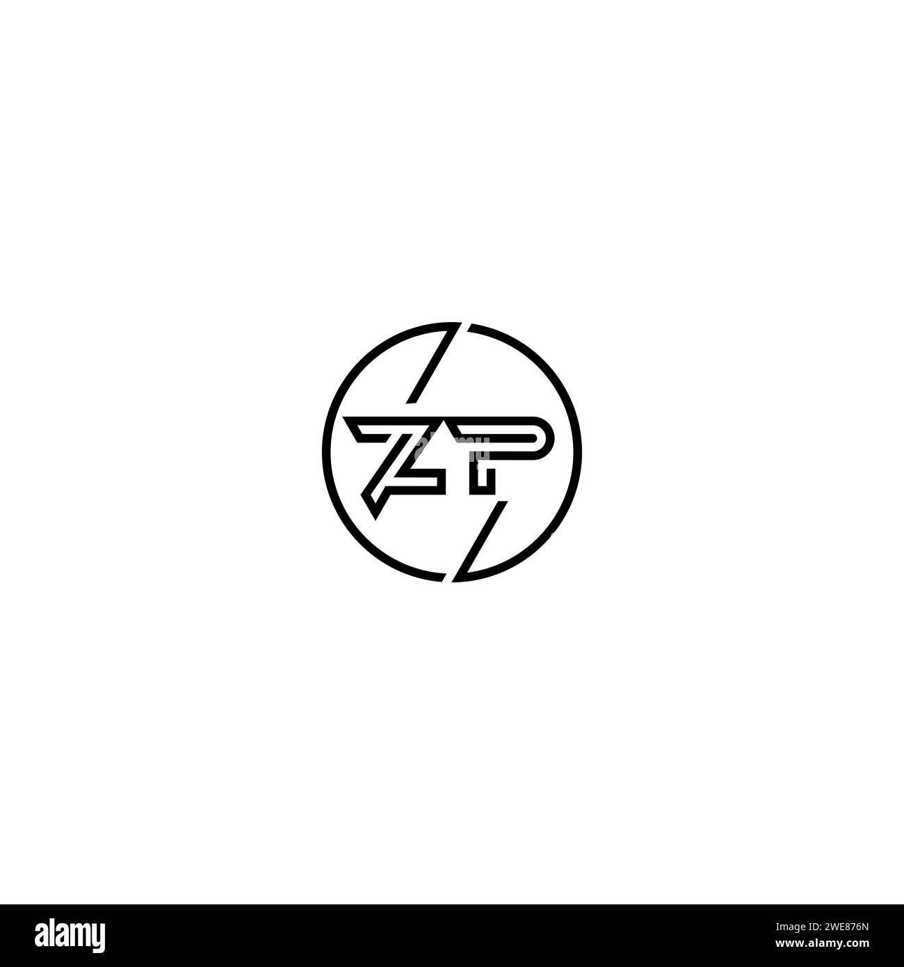ZP simple outline concept logo and circle of initial design black and ...