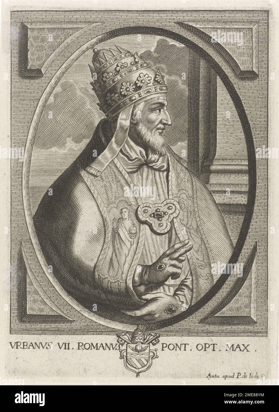 Portrait of Urbanus VII, Pieter de Jode (II), 1628 - 1670 print ...