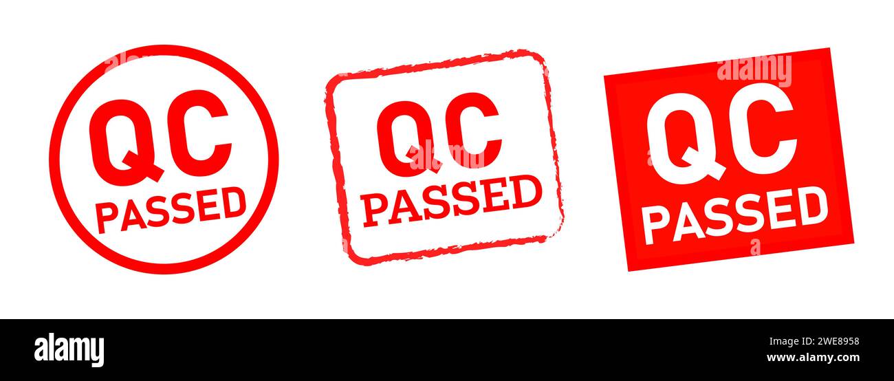 QC passed quality control stamp emblem red color Stock Vector Image ...