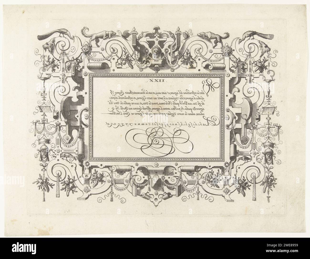 Rectangular Cartouche with inscription in Spiegelschrift, Johannes or ...