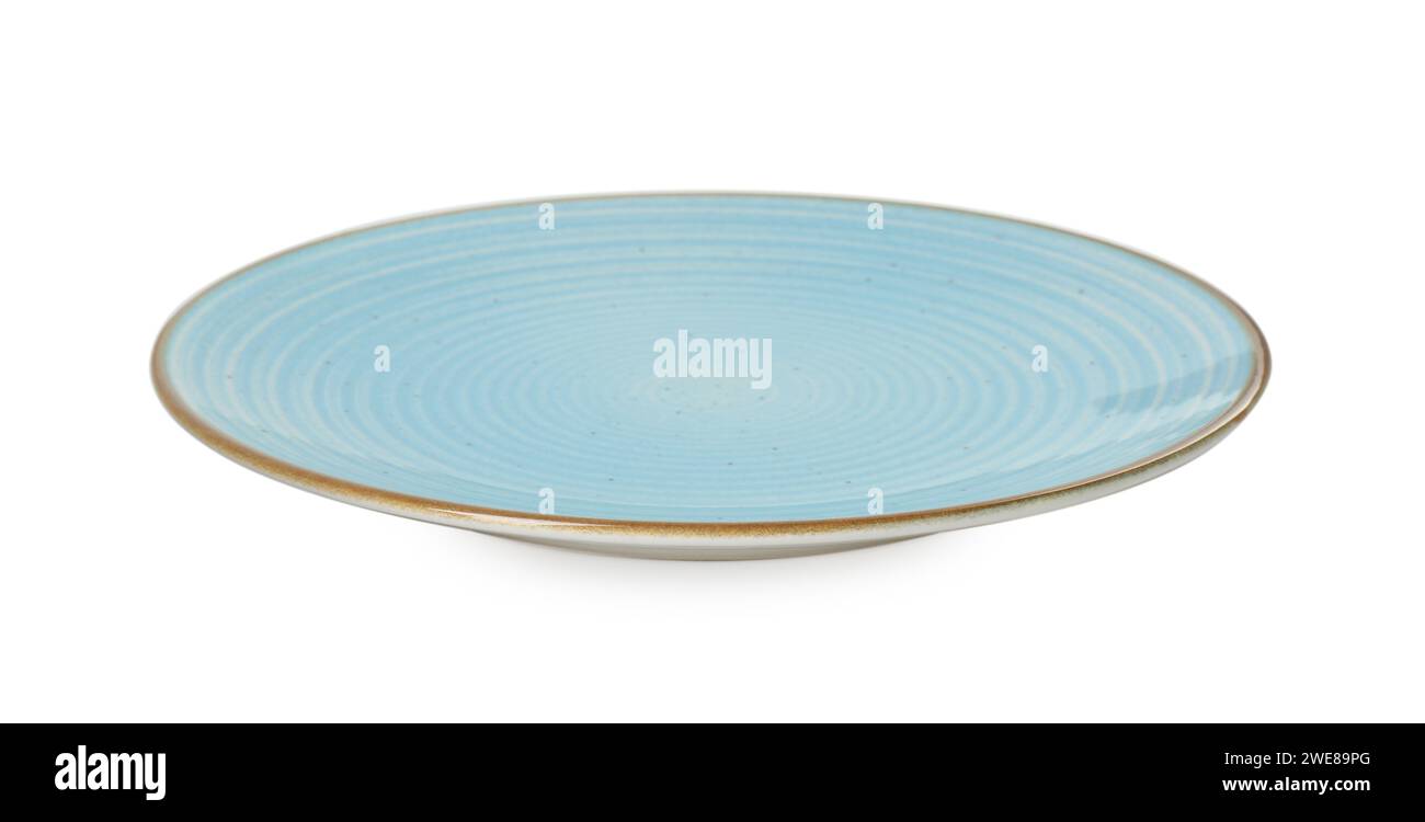 One beautiful ceramic plate isolated on white Stock Photo - Alamy