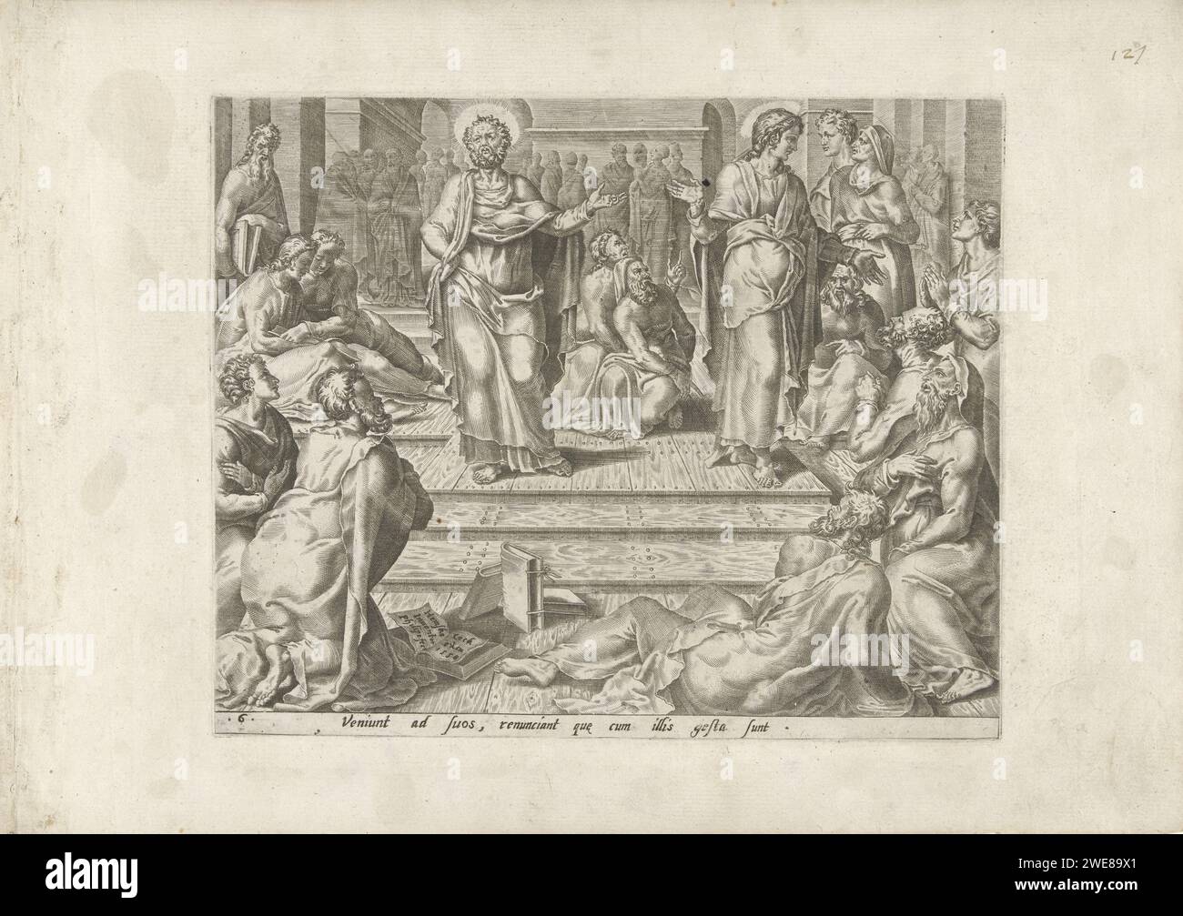 Peter and Johannes between their students, 1558 print After their ...