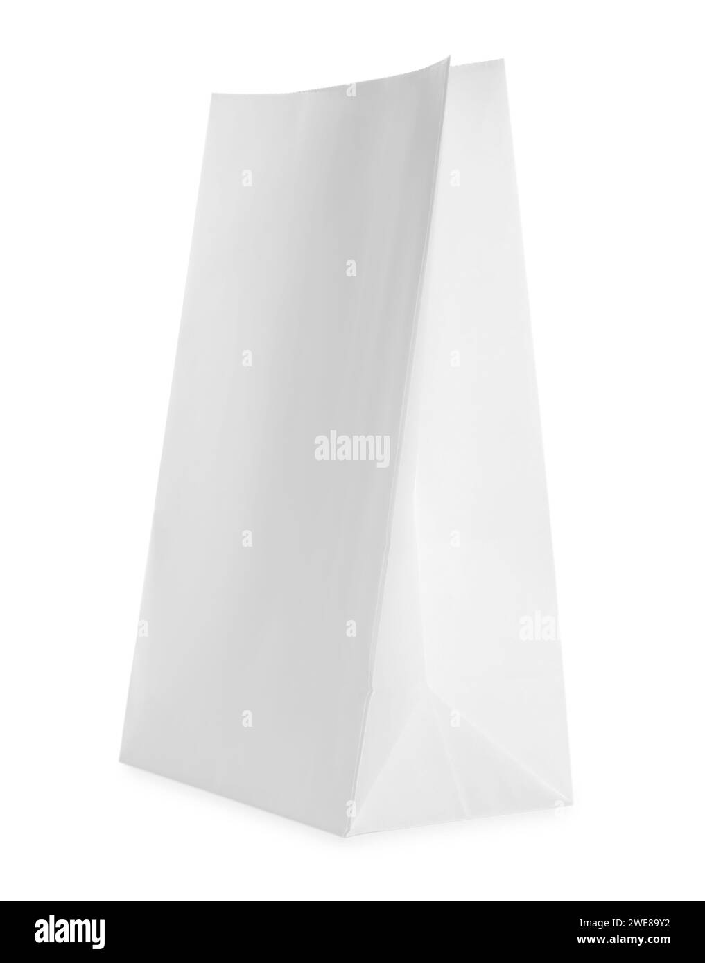 One open paper bag isolated on white Stock Photo - Alamy