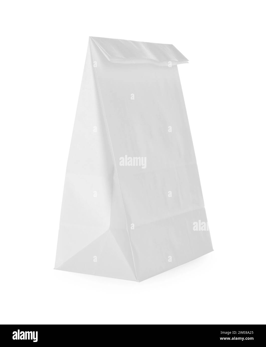 One closed paper bag isolated on white Stock Photo - Alamy