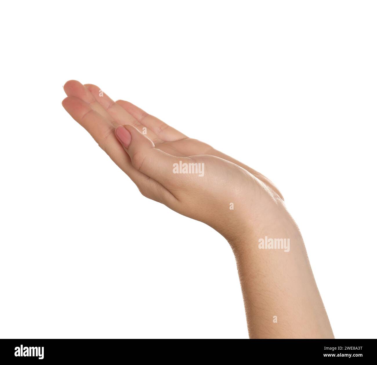 Freedom concept. Woman showing her hand on white background, closeup ...