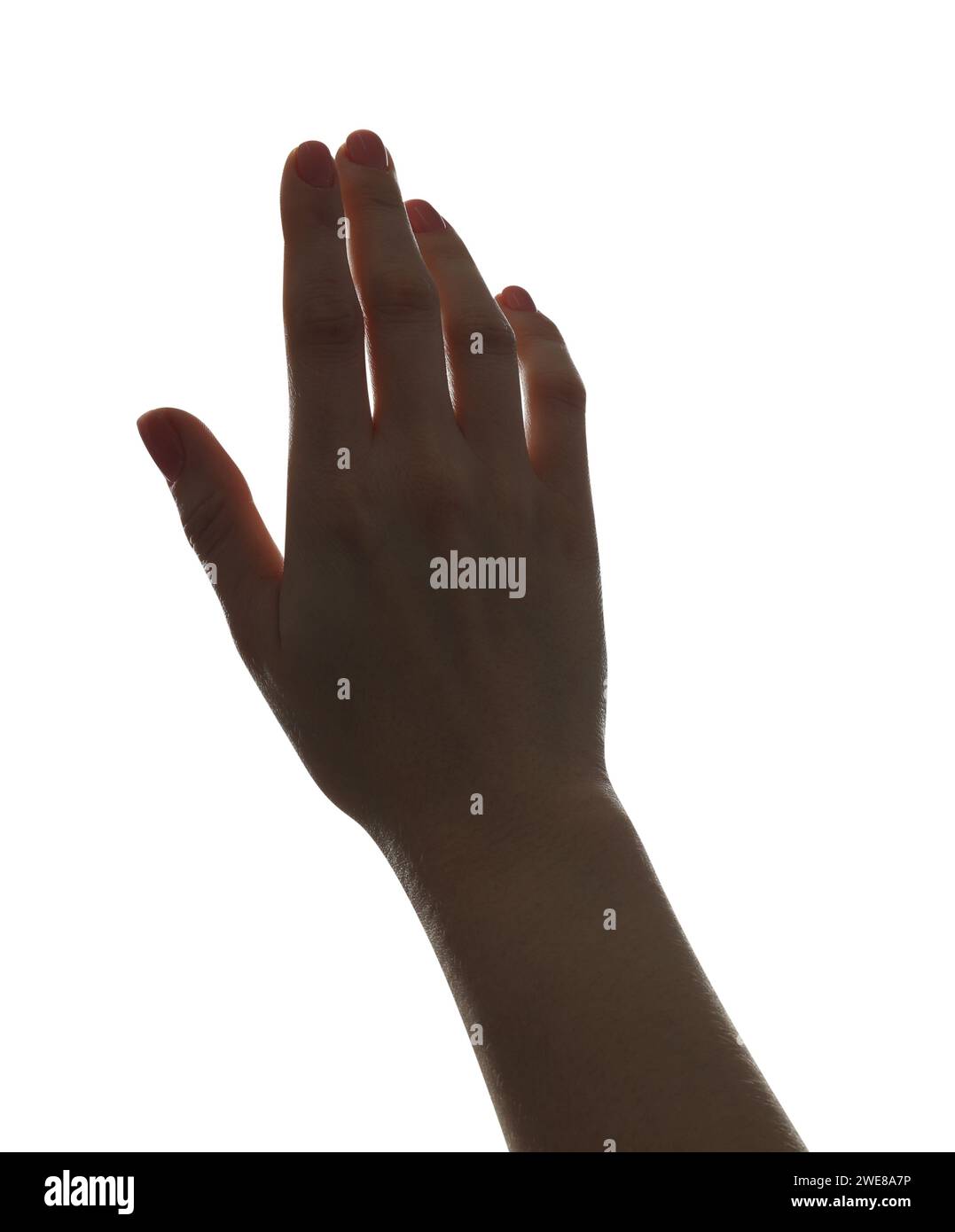 Freedom concept. Woman showing her hand on white background, closeup ...