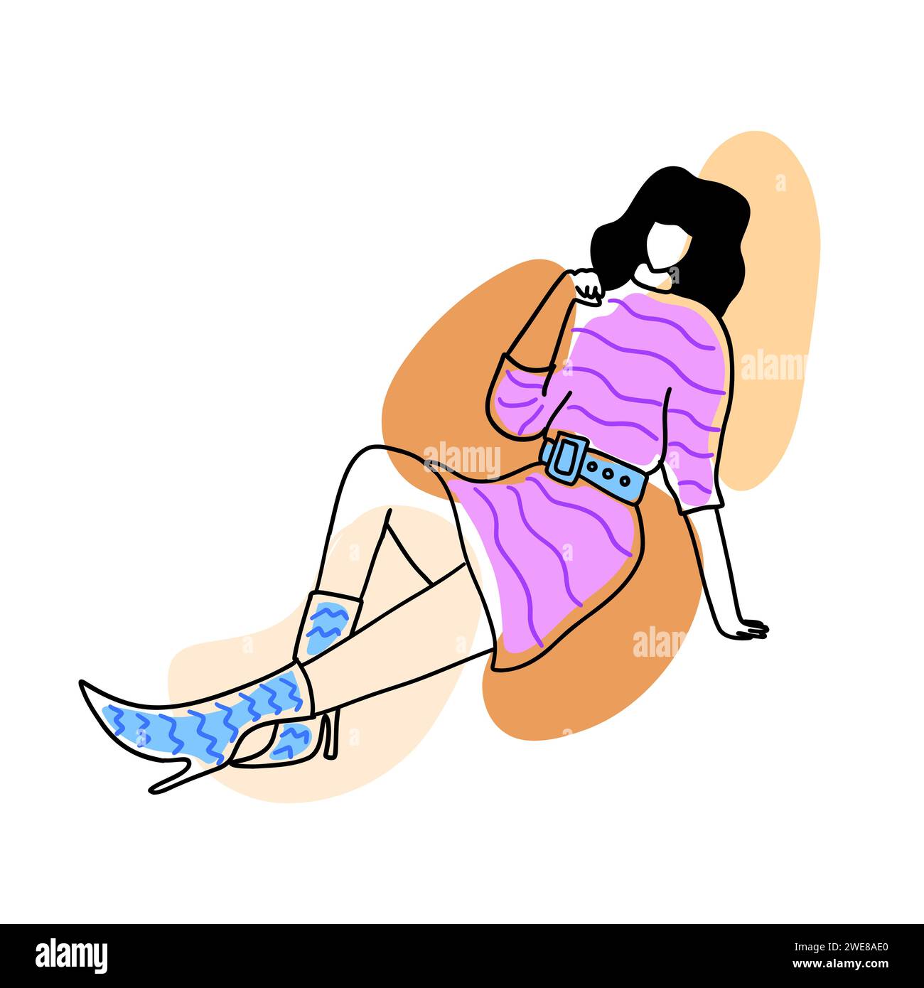 Stylish, minimalistic and modern fashion lady. Vector illustration in ...