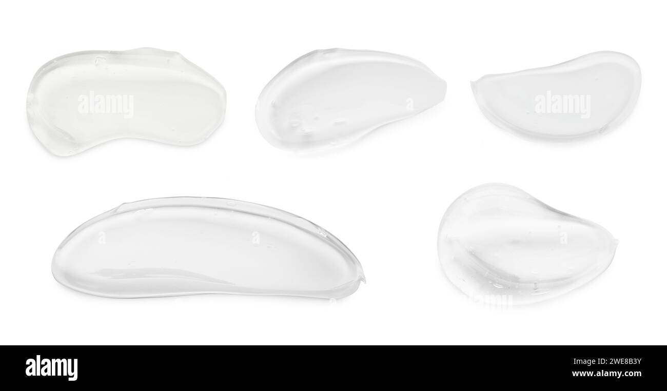 Samples of cosmetic gel isolated on white, set Stock Photo - Alamy