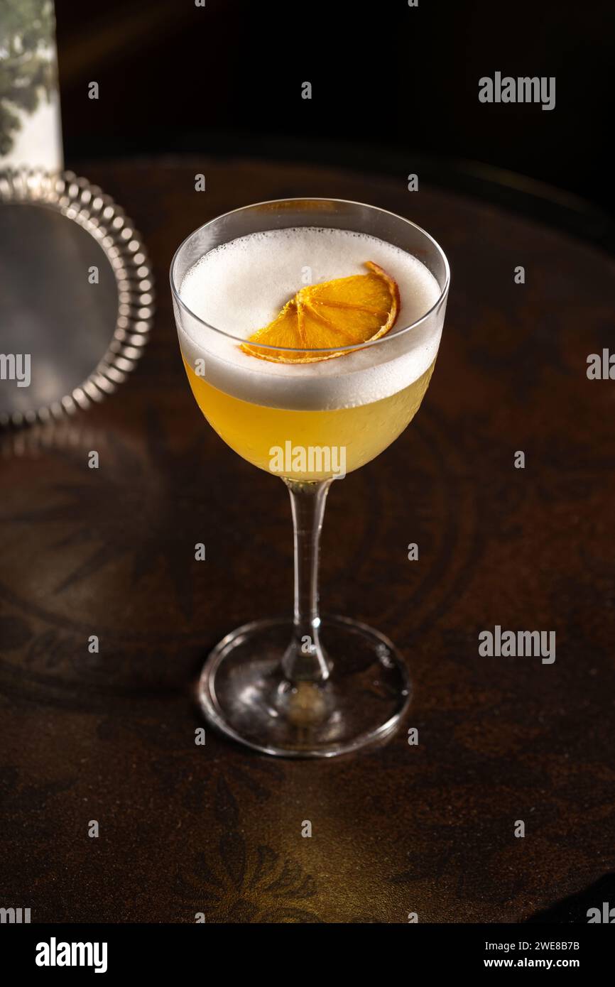 Luxury cocktail on the wooden table on a dark background Stock Photo ...