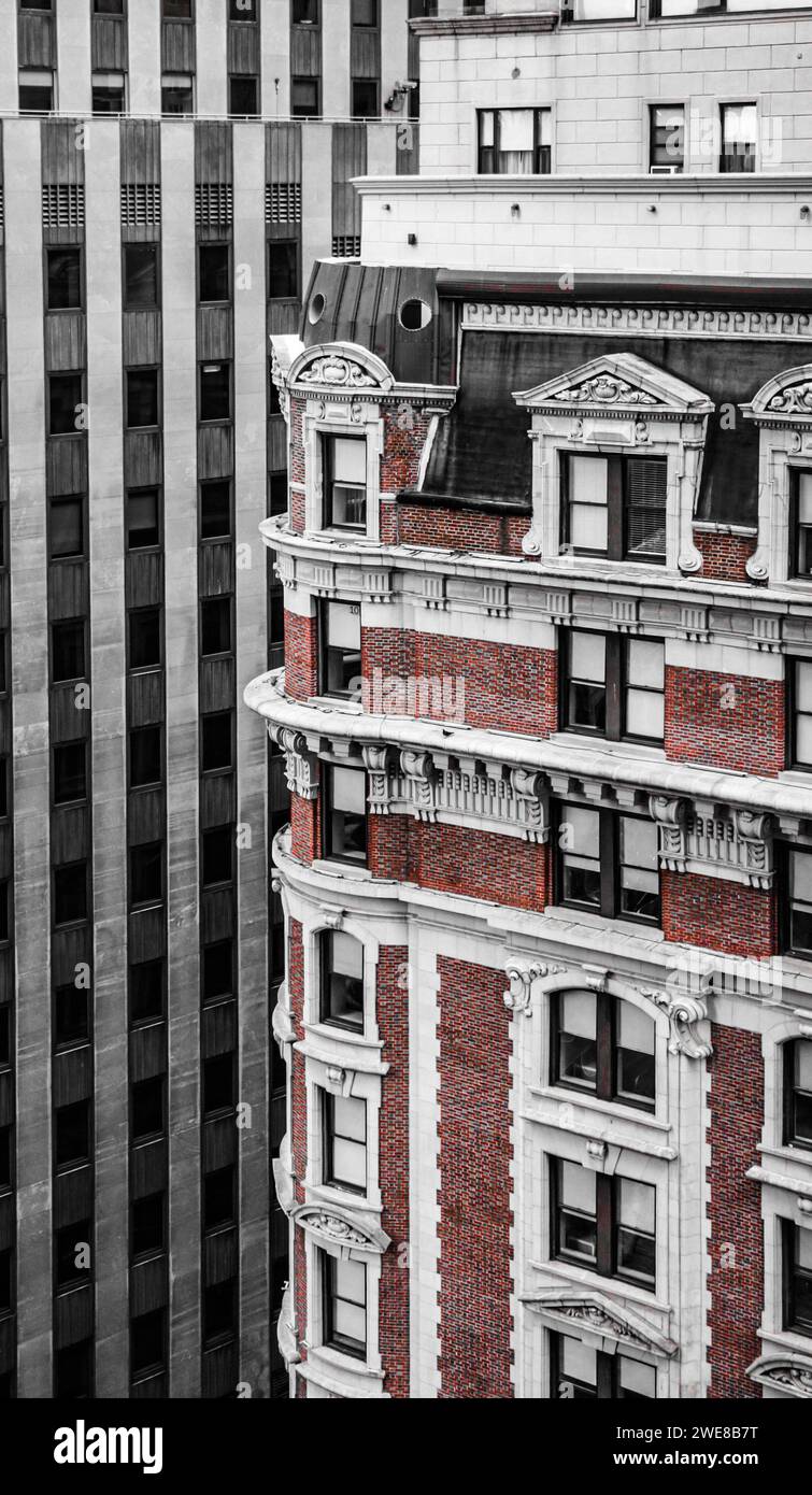 Vintage red brick building in Midtown Manhattan, New York City Stock ...