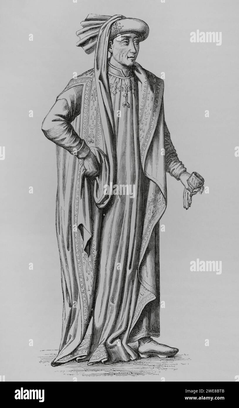 Philip III the Good (1396-1467). Duke of Burgundy. Portrait. Engraving ...