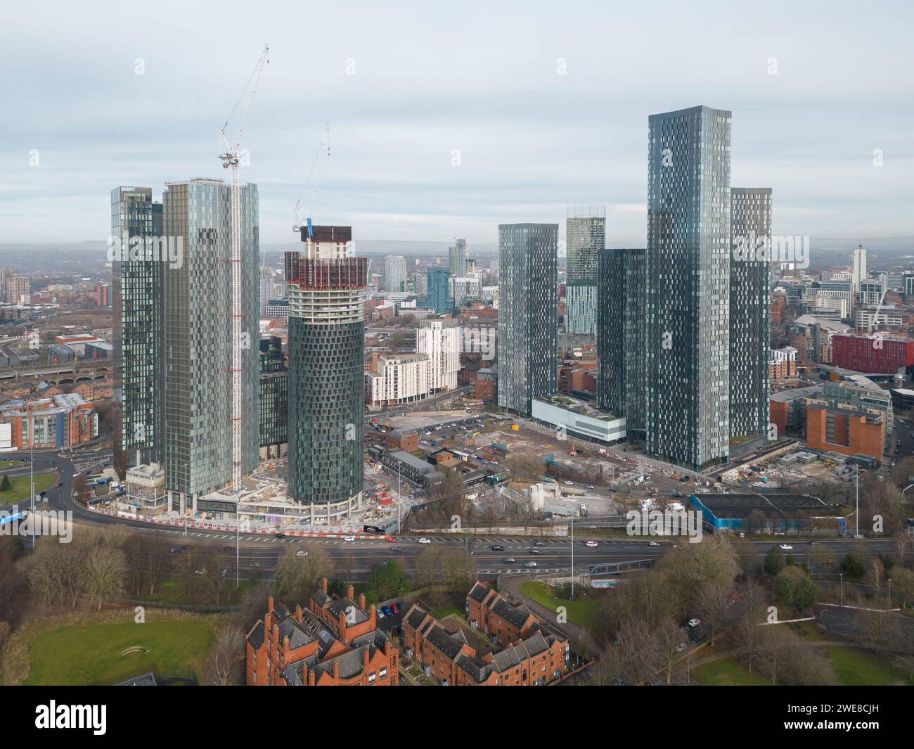Drone image of Renaker's New Jackson development, including Crown Street's Elizabeth Tower ...