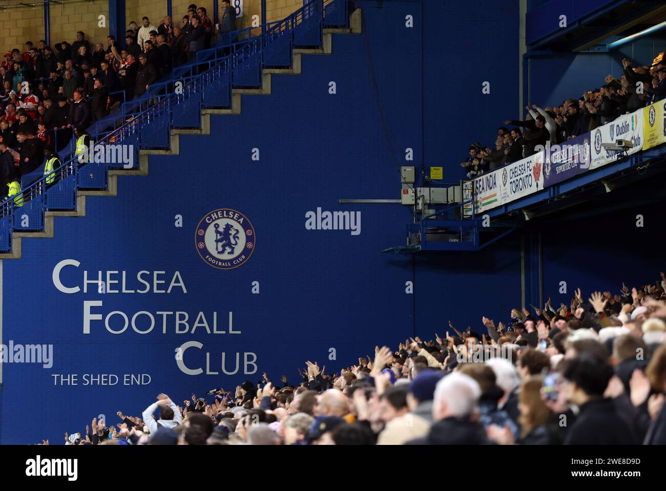 London, UK. 23rd Jan, 2024. A general view of the wall of the Shed End ...