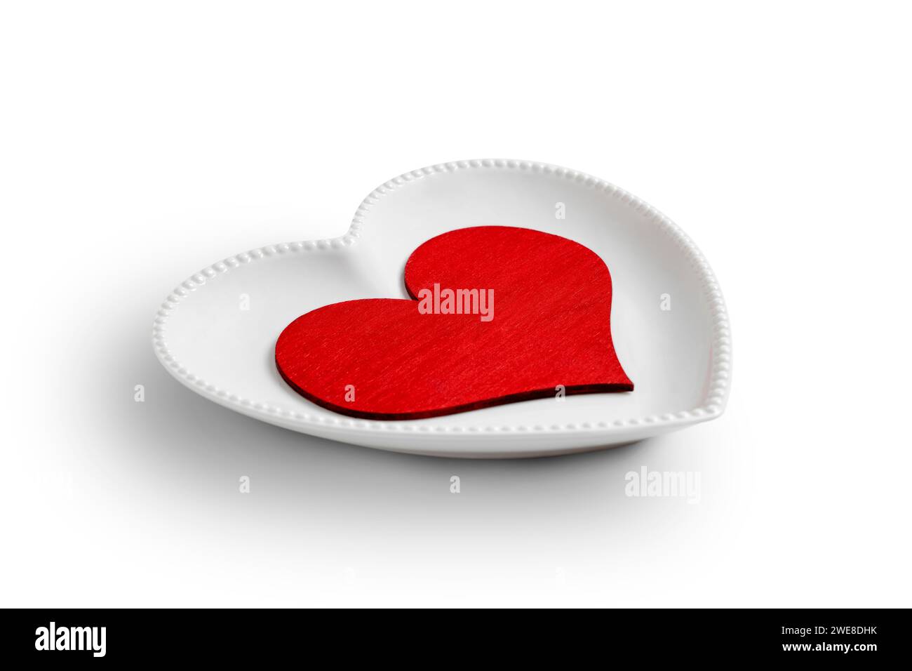 Heart plate with a red heart isolated over a white background. Romantic ...