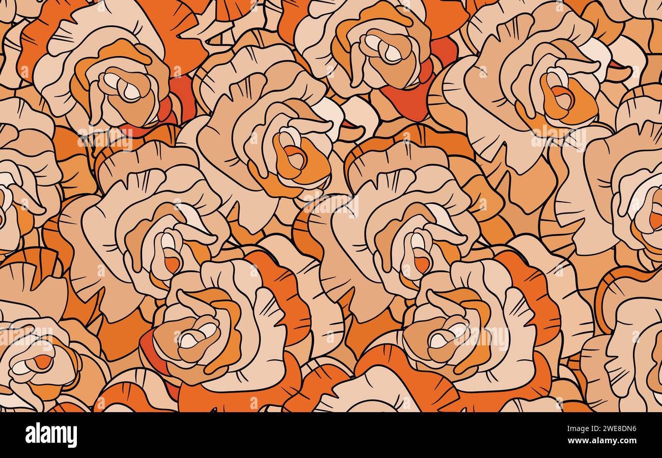 Spring colorful vector illustration with red roses. Cartoon style ...