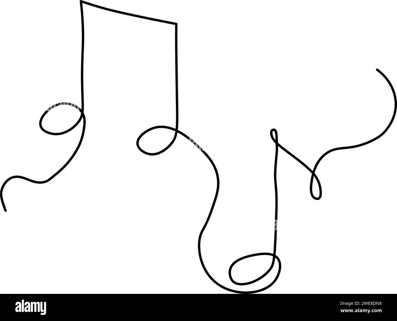 One continuous line drawing of musical notes. Minimalist music symbol ...