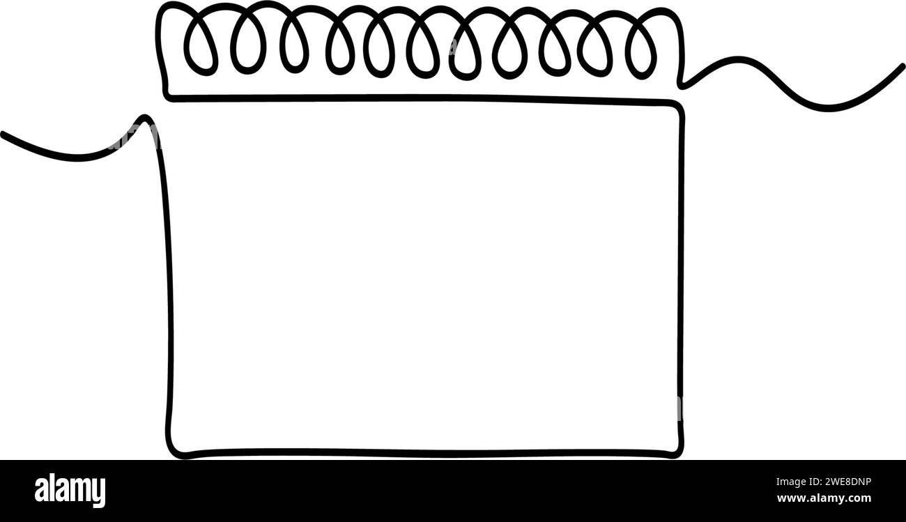 Loose-leaf calendar continuous line drawing. Organizer concept. Time ...