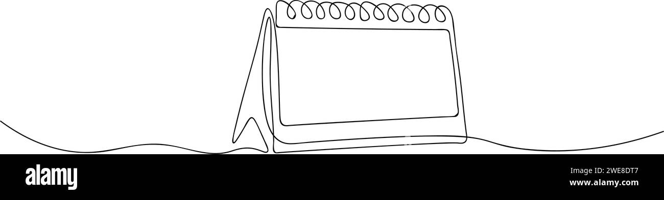Loose-leaf calendar continuous line drawing. Organizer concept. Time ...