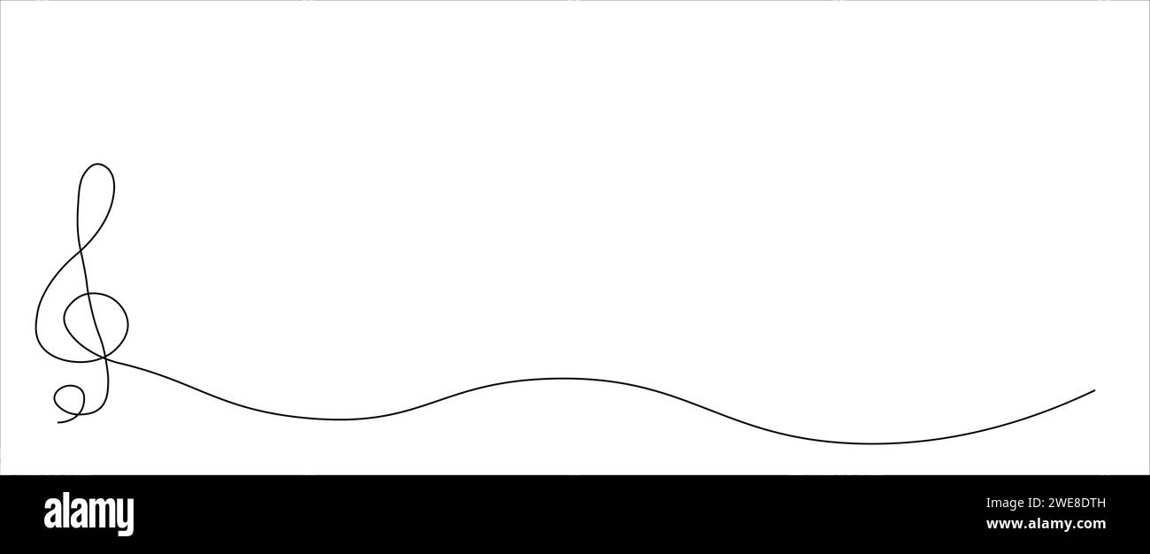 Treble clef continuous line drawing. Minimalist logo. Linear key music ...