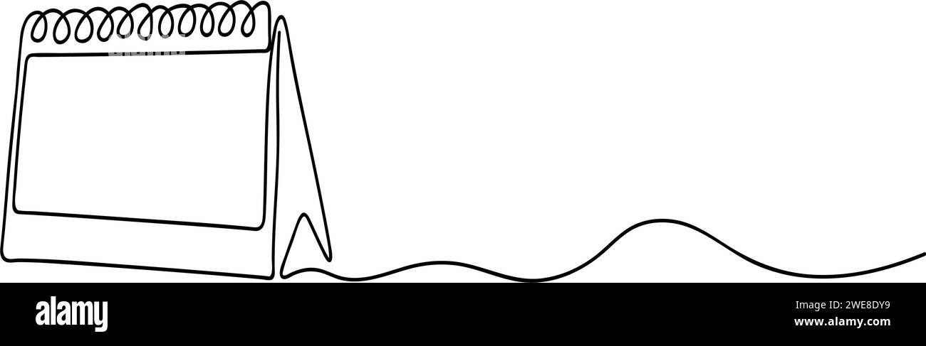 Loose-leaf calendar continuous line drawing. Organizer concept. Time ...