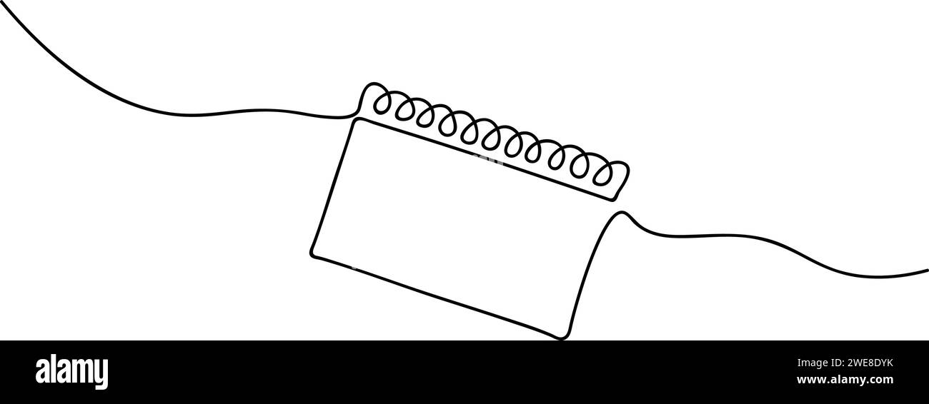 Loose-leaf calendar continuous line drawing. Organizer concept. Time ...