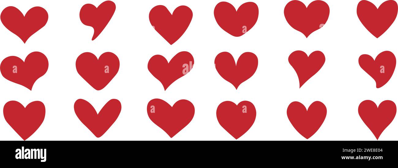Red hearts. Set of love symbol for web site logo, mobile app UI design ...