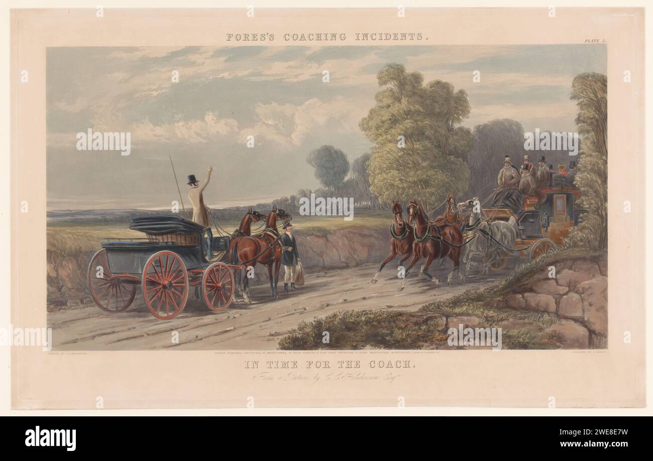 Two carriages on a country road, John Harris, After Charles Cooper ...