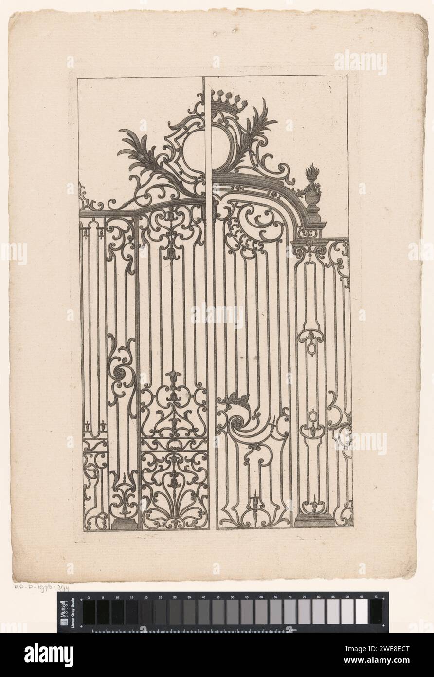 Gates with palm branches and crown, Anonymous, 1700 - 1799 print Two ...