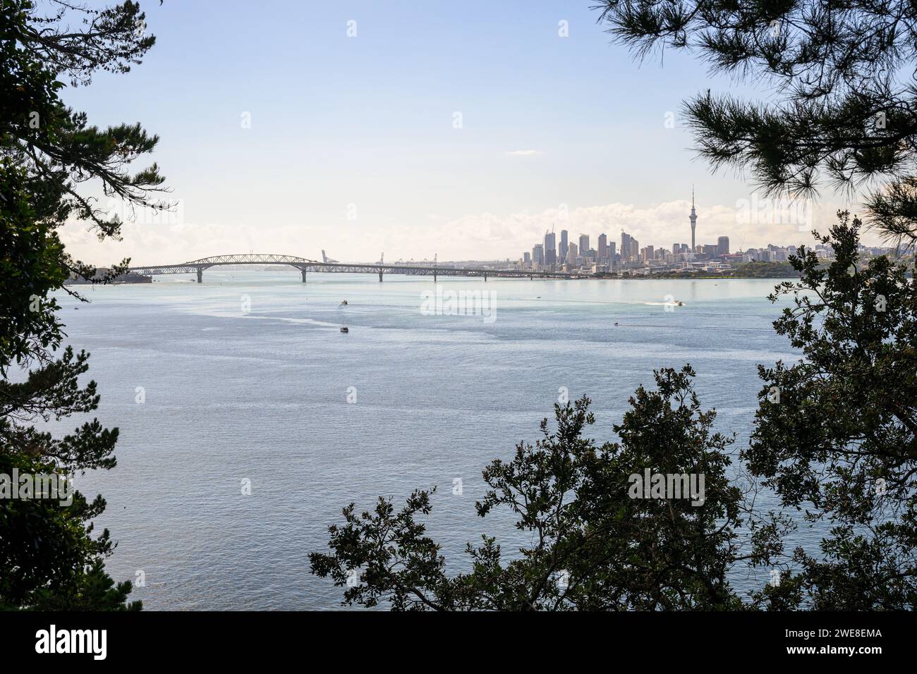 Auckland, New Zealand - Jan 14 2024: View of Auckland Harbour Bridge ...