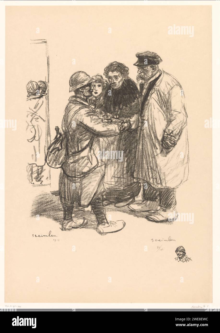 Soldier reassures civilians during the First World War, Théophile ...