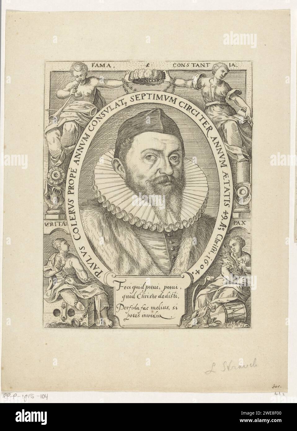 Portrait van Paulus Colerus, Lorenz Strauch, 1604 print Portrait caught ...
