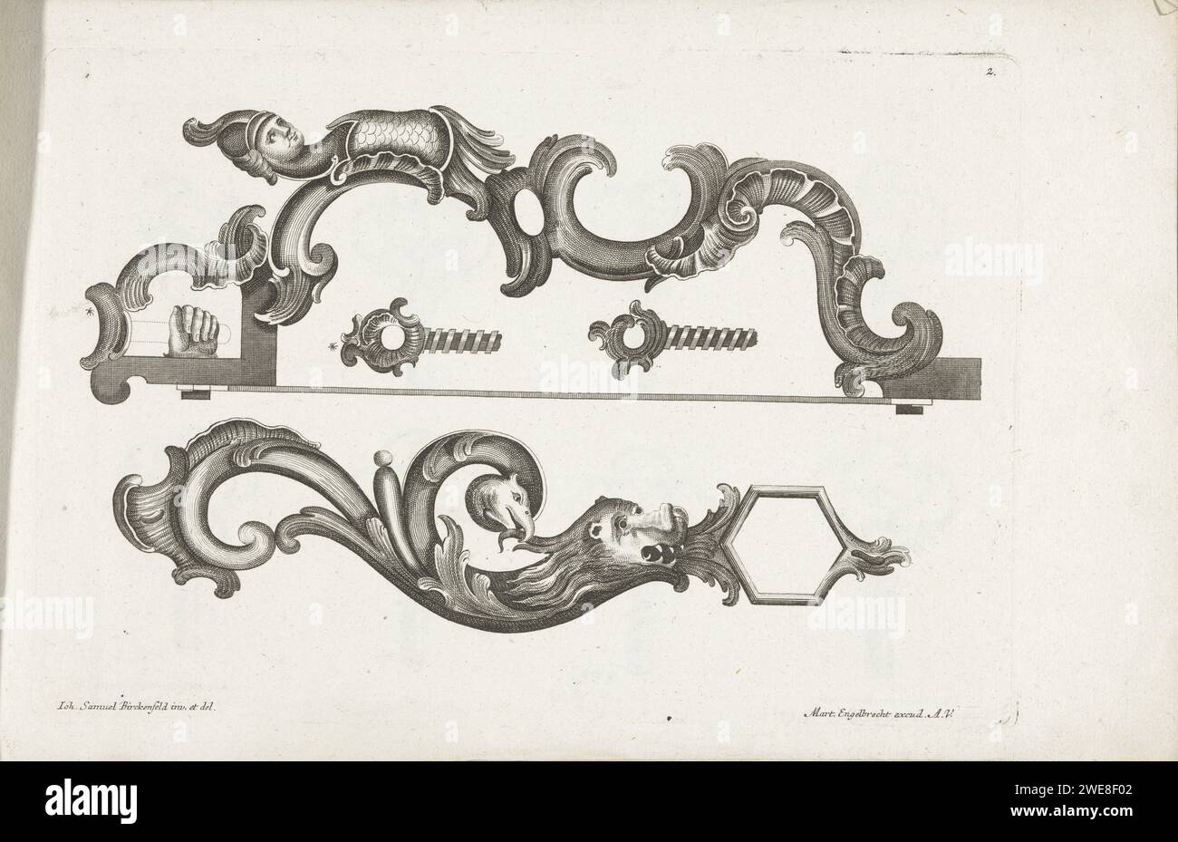 Four designs for ditches and keys with animal motifs, 1694 - 1756 print ...