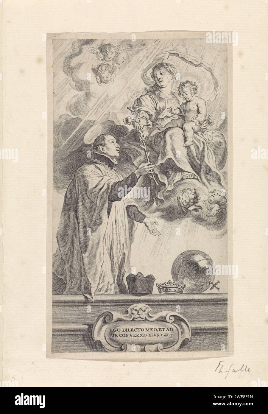 Maria with child appears to H. Aloysius Gonzaga, Cornelis Galle (II) (Possible), After Abraham ...
