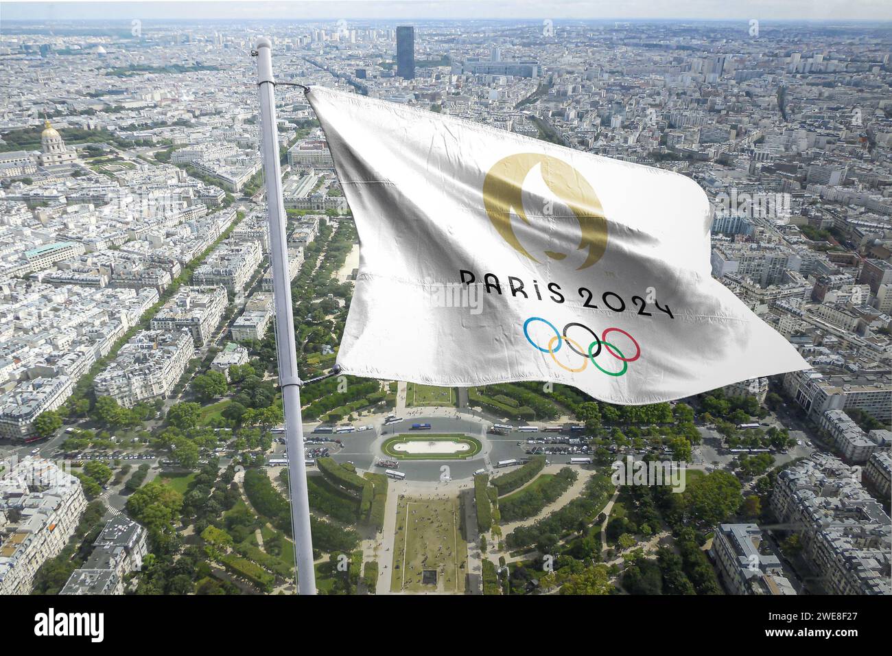 Top view of flag of french olympics games 2024 with grunge . Plane ...