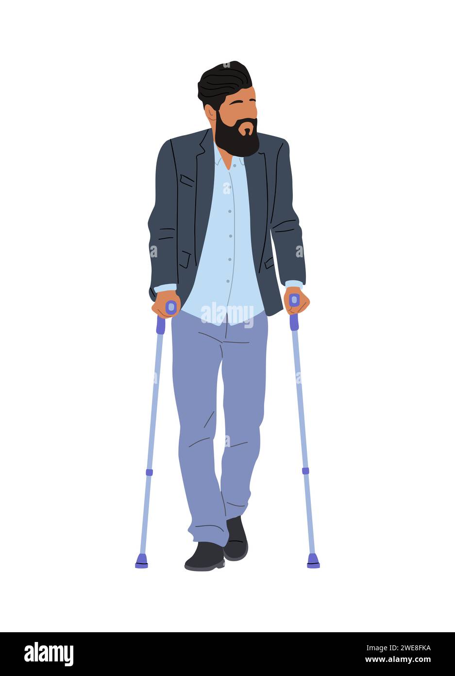 Business Man walking with crutches vector isolated Stock Vector Image ...