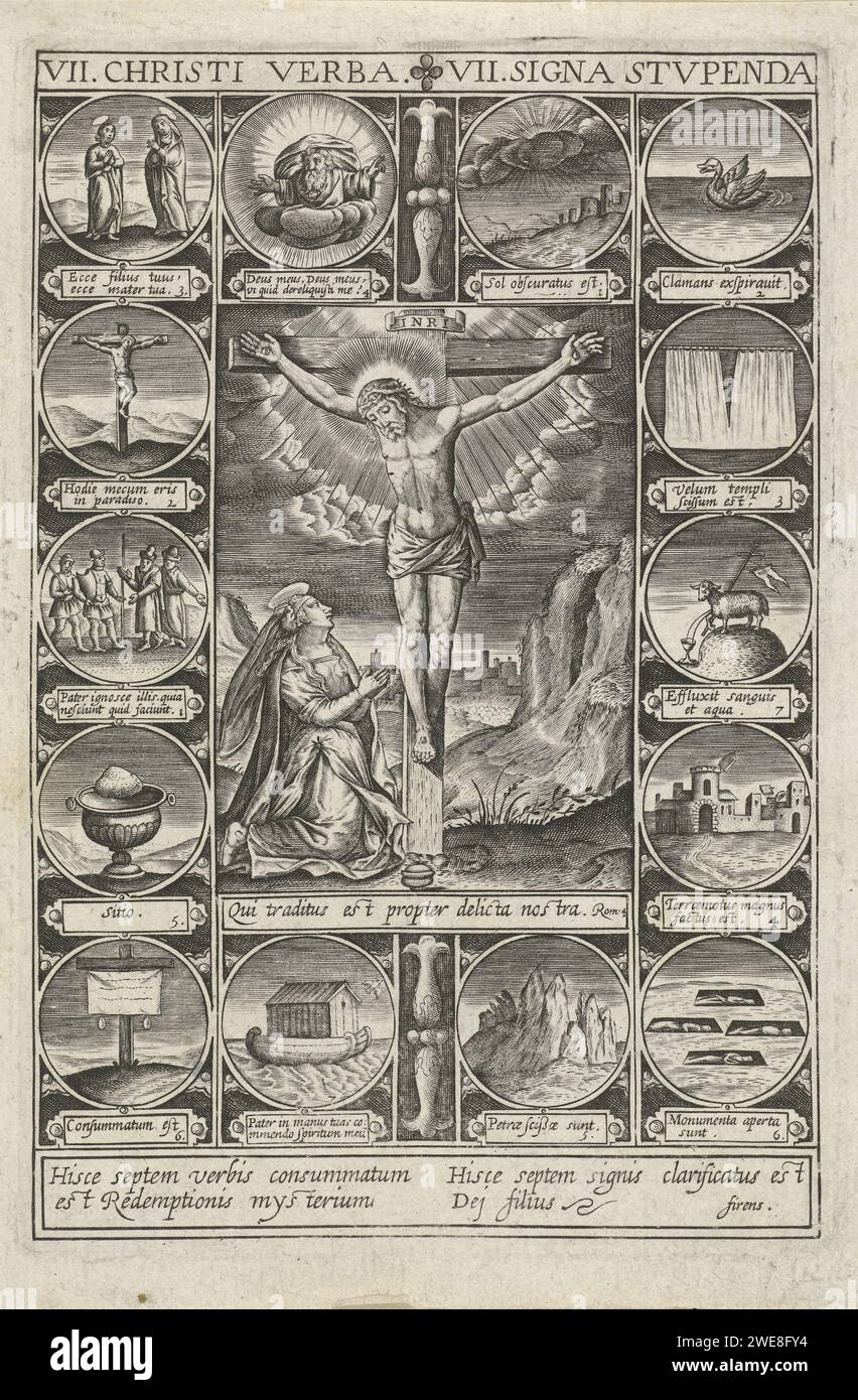 Christ on the Cross, Pierre Firens, 1600 - 1639 print Christ with thorn crown on the cross ...