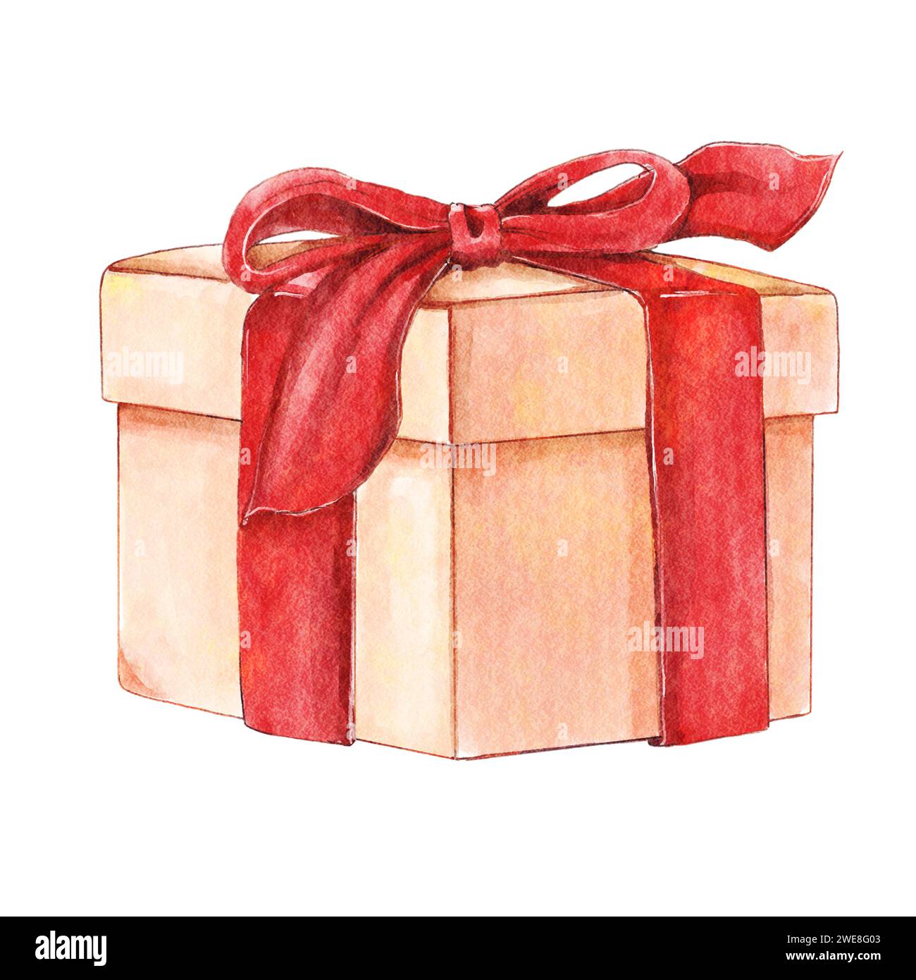 Gift box . Valentine's day object . Watercolor painting elements ...