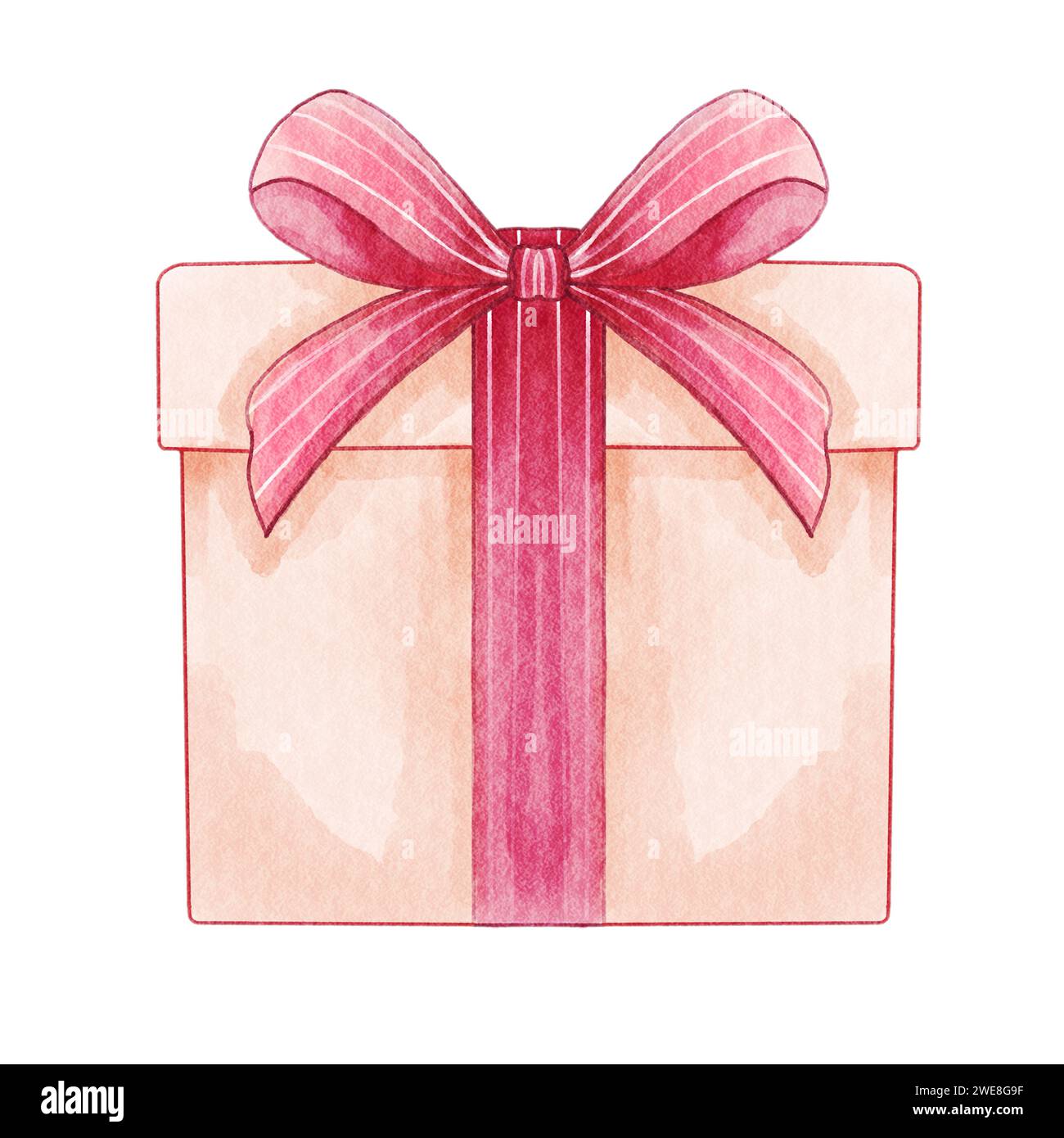 Gift box . Valentines day object . Watercolor painting elements ...
