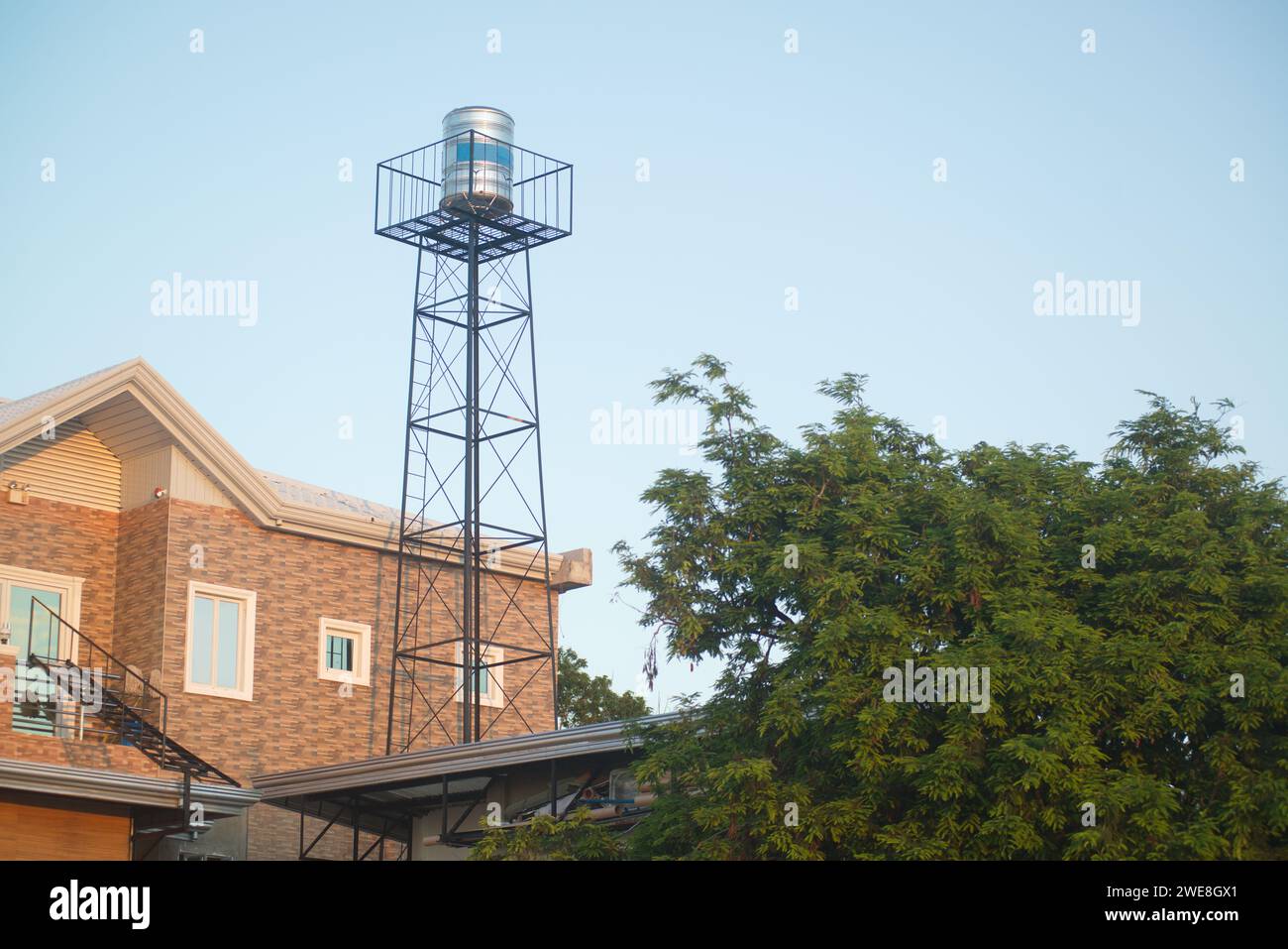 Stainless steel water tank on tower for water storage used in homes and ...