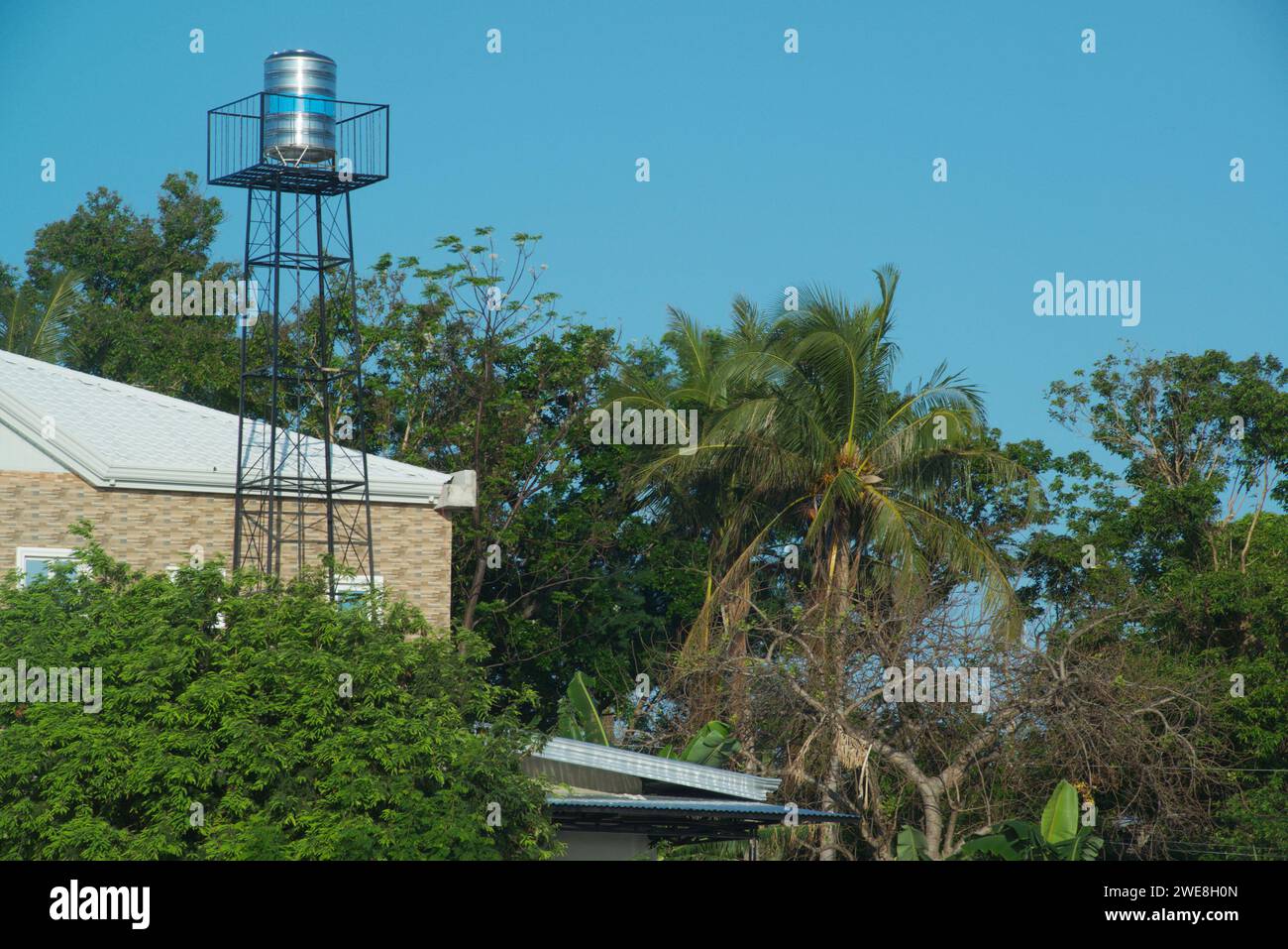 Stainless steel water tank on tower for water storage used in homes and ...