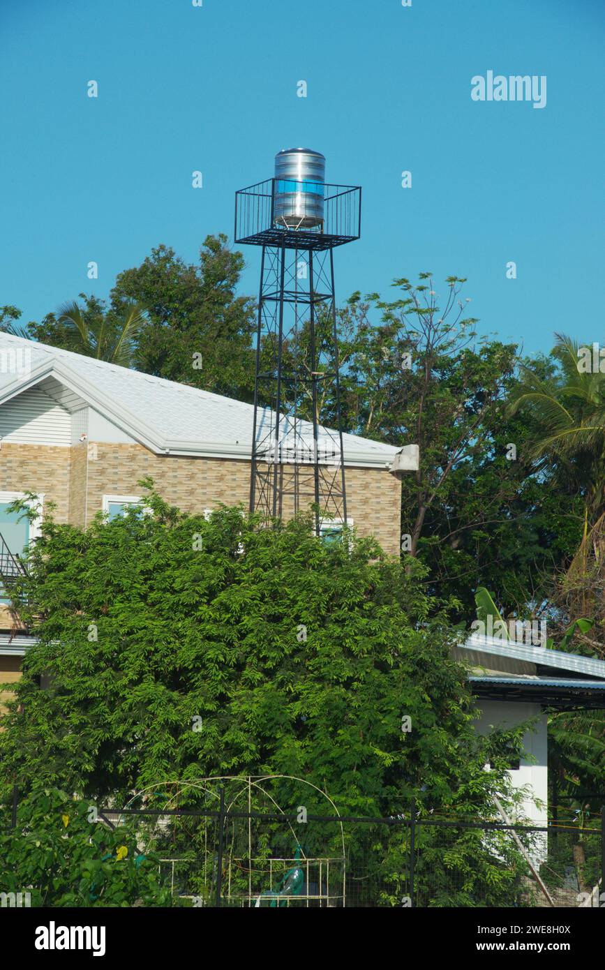 Stainless steel water tank on tower for water storage used in homes and ...